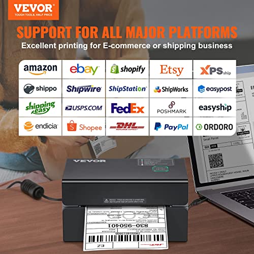 VEVOR Bluetooth Thermal Label Printer HD(300DPI), Wireless Shipping Label Printer w/Auto Label Recognition, Support Windows/MacOS/Linux/Chromebook, Compatible w/USPS, Amazon, Ebay, Etsy, UPS, etc.