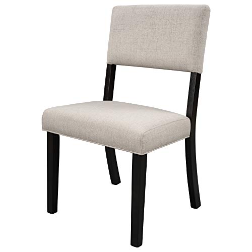 5 Pieces Dining Sets with Wooden Round Table Bring Bottom Shelf and 4 Linen Upholstered Chairs with Back Cushion for Home Kitchen & Dining Room Furniture Breakfast, Lunch & Dinner, Espresso+Beige