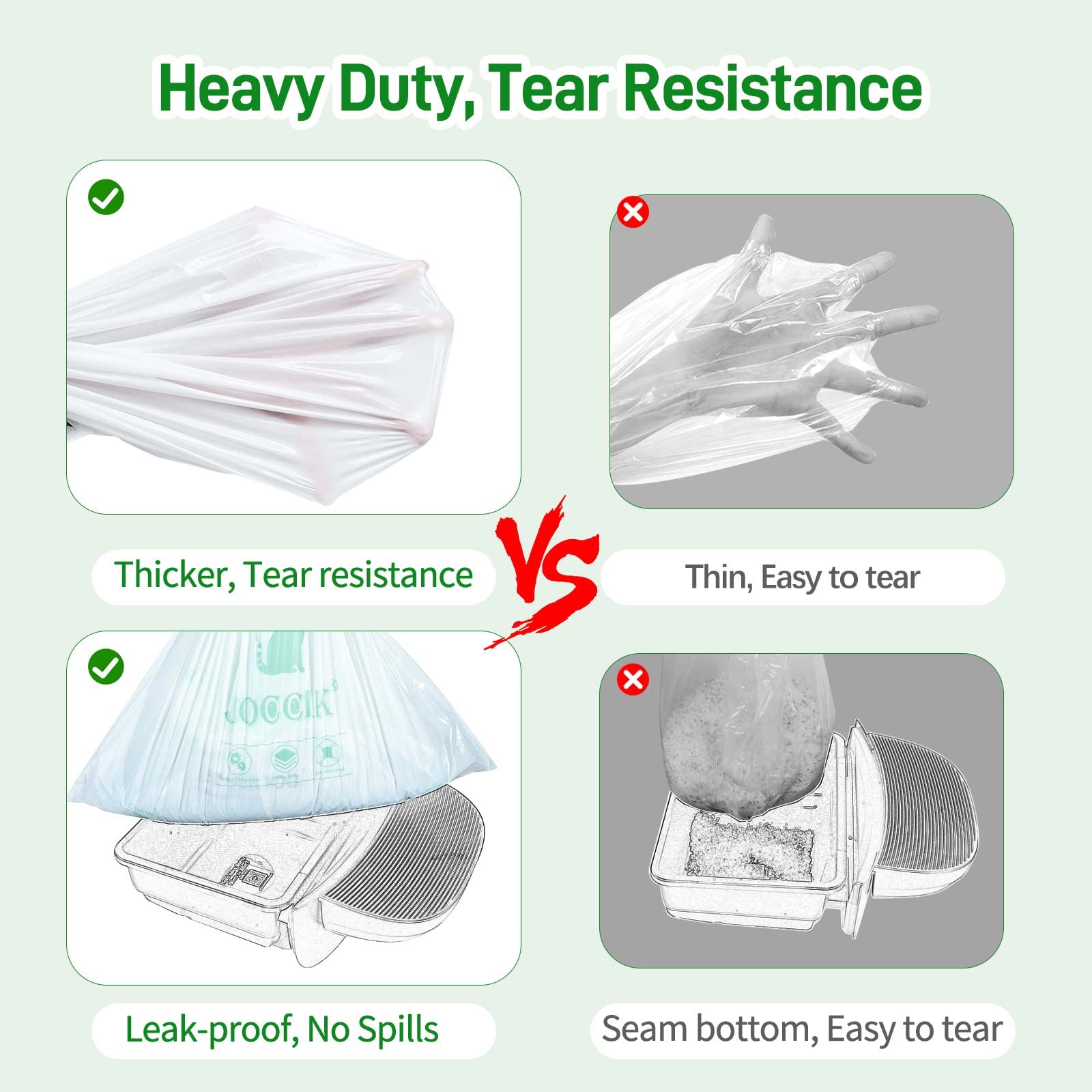 Drawstring Litter Box Liners Compatible with Robot, Heavy Duty Self-Cleaning Litter Boxes Waste Drawer Liners Replacement Bags (50pcs)