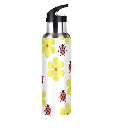 xigua Ladybug Water Bottle Double Walled Stainless Steel Leak Proof Thermo Flask for Sports Gym Cycling Outdoor,20 oz.