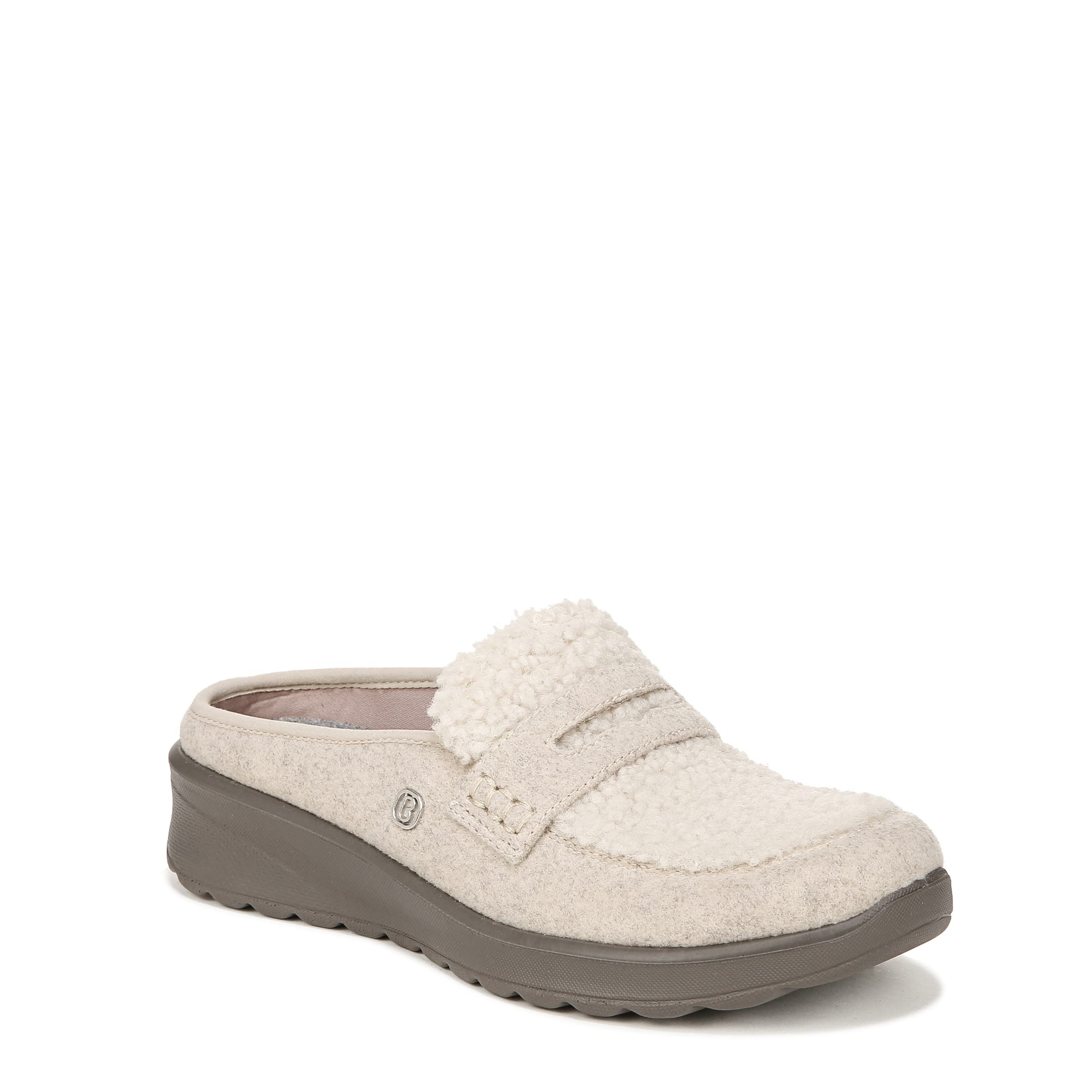 BZees Women's Georgia Slip On Washable Comfort Loafer Mule Beige Fleece 10 M