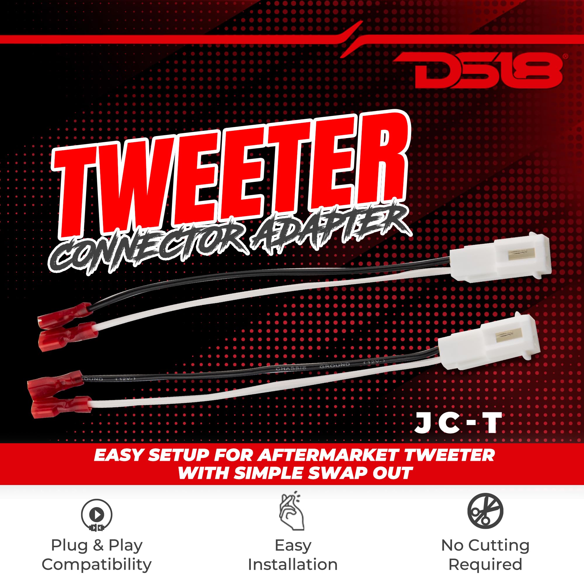 DS18 JC-T Tweeters Connector Adapter for Selected Chrysler/Dodge/Jeep Wrangler - Speaker Wire Harness Connector Plug Replacement - Tweeter Audio Cable - 2 pcs