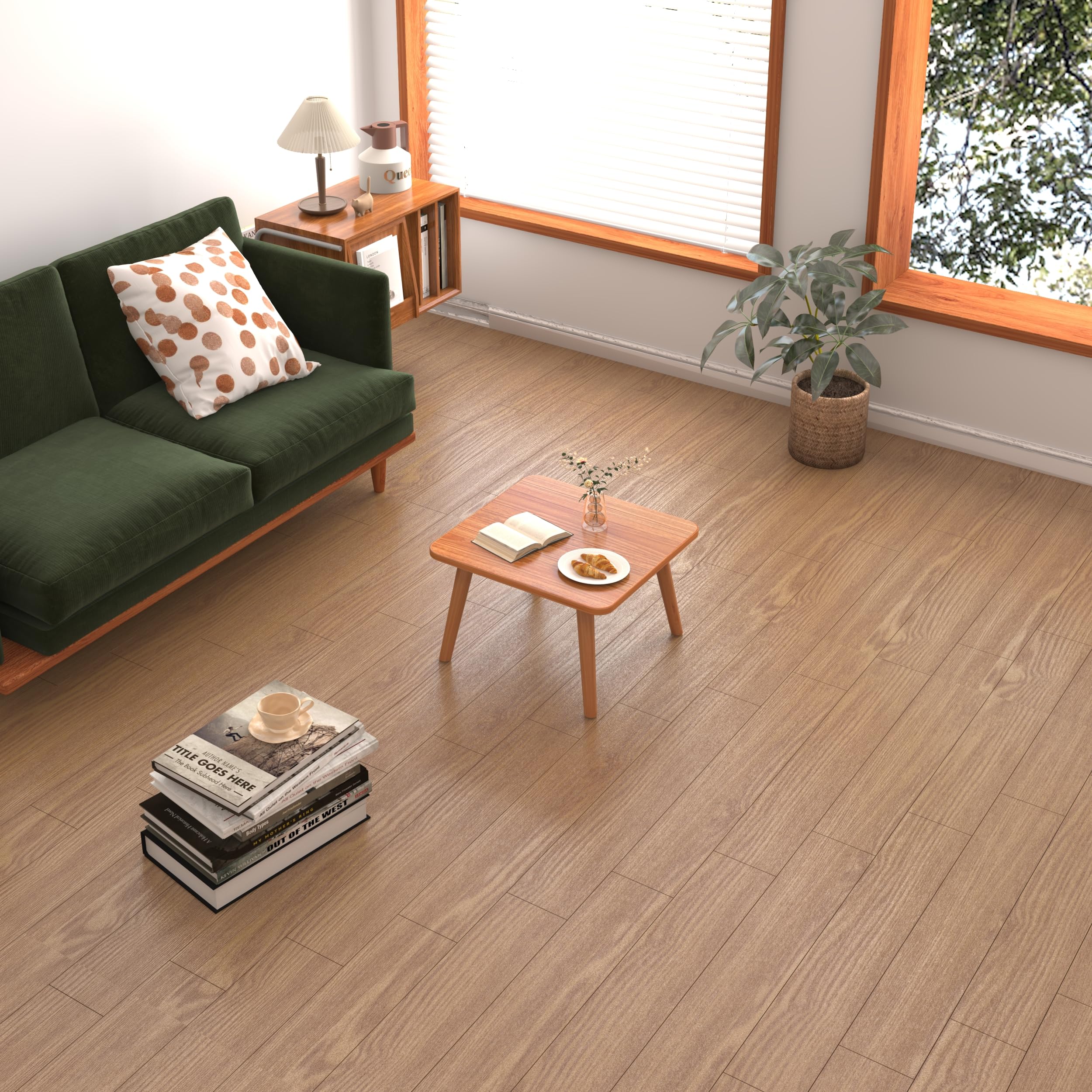 Thicker Peel and Stick Floor Tile,Intensification Vinyl Flooring Roll 12" x 6" x 0.06" 1-Pack 1.5 Sq.Ft Floor Honey Wood Grain Look DIY Self-Adhesive and Waterproof Flooring for Bedroom, Living Room