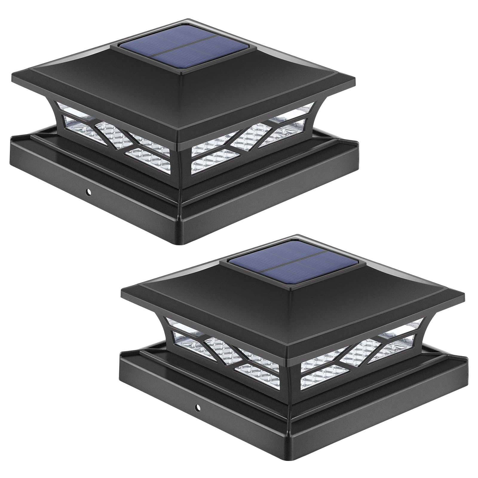 APONUO Solar Post Cap Lights,2 Pack 2-Modes Bright 4x4 Post Solar Lights Auto On Off,Outdoor Waterproof Garden Patio Fence Deck Patio Decor for Fence Deck Post Caps 4x4 6x6 Wood,4x4 Vinyl