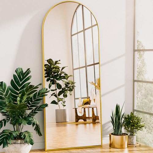 Antok Arched Full Length Mirror, 58"x18" Arched Floor Mirror, Glassless Mirror Full Length with Stand, Floor Mirror Freestanding, Wall Mounted Mirror for Bedroom Living Room, Gold