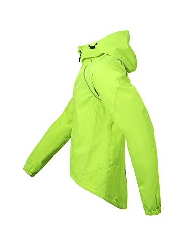 BERGRISAR Men's Cycling Rain Jacket Waterproof Cycling Windbreaker Bike Bicycle Jacket Running Hood Rain Coat Green Size Large