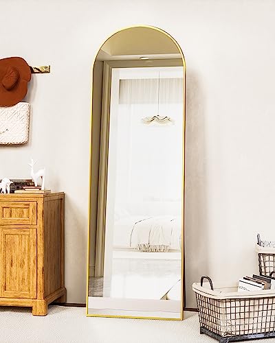 Antok Arched Full Length Mirror, 58"x18" Arched Floor Mirror, Glassless Mirror Full Length with Stand, Floor Mirror Freestanding, Wall Mounted Mirror for Bedroom Living Room, Gold