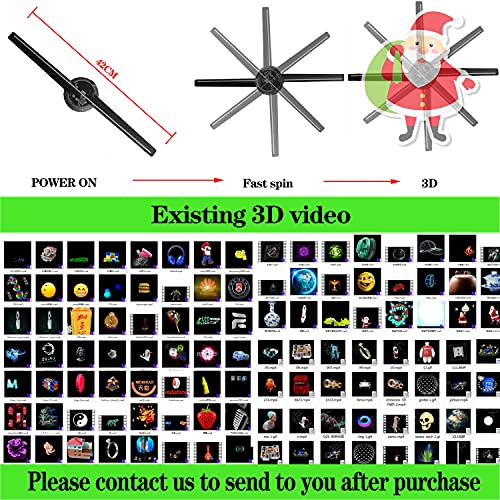 3D Hologram Fan,Hologram Fan Projector Advertising Display for Christmas, Halloween,Business,Shop,Holiday 16.5inch Holographic with 700 Video Library
