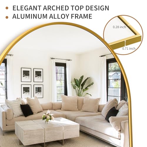 Antok Arched Full Length Mirror, 58"x18" Arched Floor Mirror, Glassless Mirror Full Length with Stand, Floor Mirror Freestanding, Wall Mounted Mirror for Bedroom Living Room, Gold