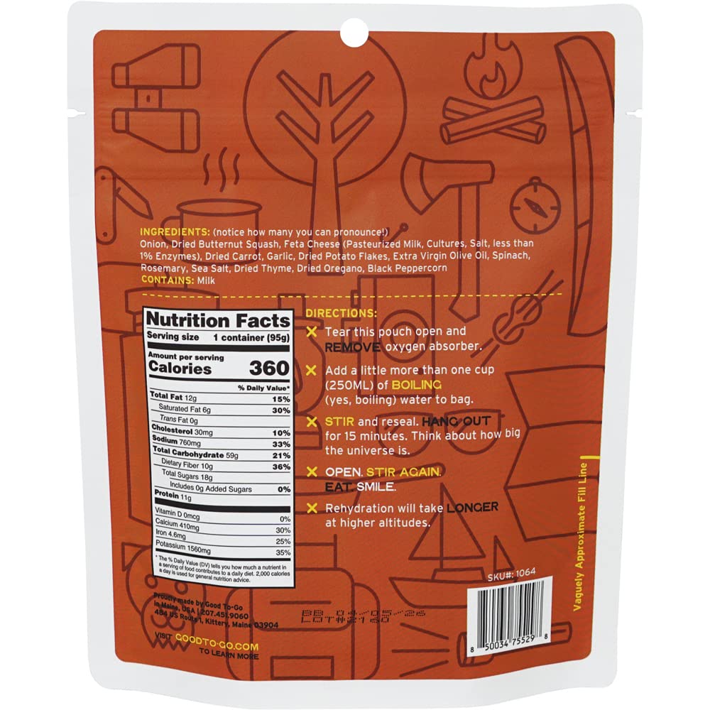 GOOD TO-GO Breakfast Hash (Single Serving) | Camping & Backpacking Food | Just Add Water Backpacking Meals | Good To-Go Dehydrated Meals Taste Better Than Freeze Dried Food