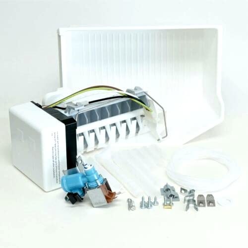 W10715708 Refrigerator Ice Maker Bucket and Valve for Whirlpool Replacement number WPW10715708 W11510803 AP6023924 8560 2155469A 2171811 ECKMF94 ECKMF95 IMKIT94 KIMS9 PS11757272 RIM469 W10670871