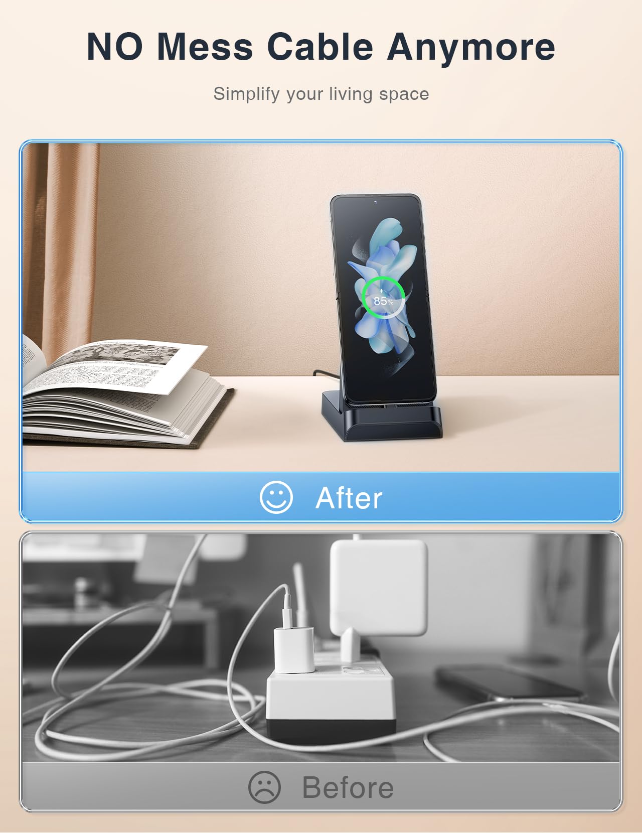 Charging Station for Samsung and Android Devices 3-in-1 Charging Stand for Galaxy S23 S22 S21 Z Flod Flid Wireless Charger for Galaxy Watch