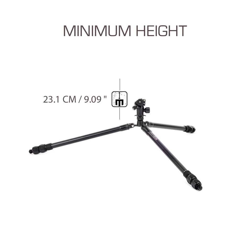 3 Legged Thing Charles 2.0 Aluminium Tripod Kit with AirHed Pro – Adjustable Camera Tripod with 3 Detachable Legs - Darkness (Matte Black) (CHARLESKITDARK2)