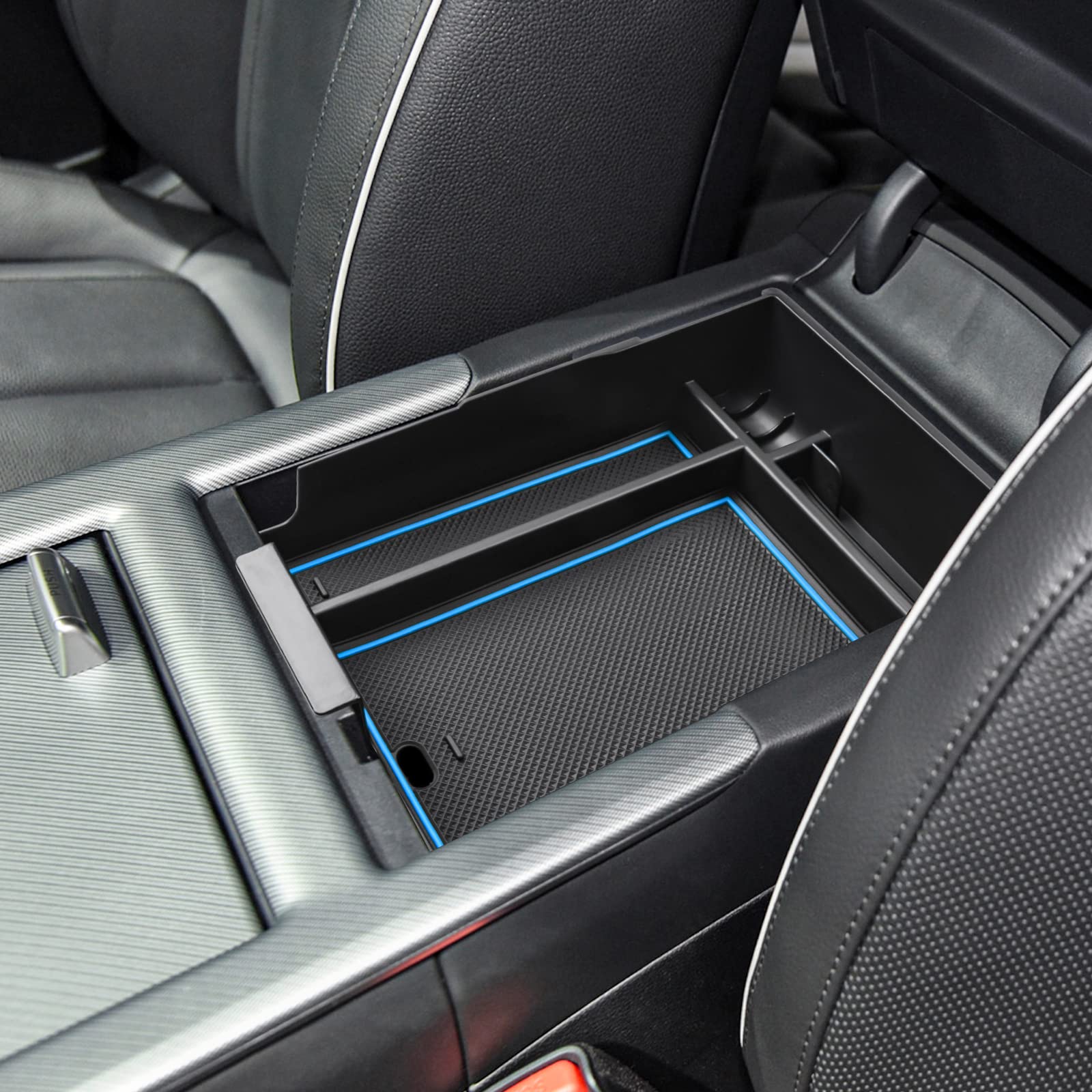 EDBETOS Center Console Organizer Compatible with Hyundai Palisade 2023 2024 Accessories Insert Tray Interior Secondary Armrest Storage Glove Box Divider ABS Material, (Not for 2020-2022), Blue Trim