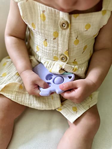 Itzy Ritzy Sensory Popper Toy for Babies - Itzy Pop Toy Features Raised Textures to Soothe Sore Gums, Relieve Stress & Improve Motor Skills - Baby & Toddler Fidget Toy for 3 Mo. & Up (Purple Dinosaur)
