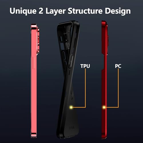 HAMBNAG Magnetic Case for iPhone 13 Pro Max Compatible with MagSafe,[2 Layer Military Grade Structure Protection][Built-in Camera Ring Stand] Cover for iPhone 13 Pro Max 6.7 Inch,Red