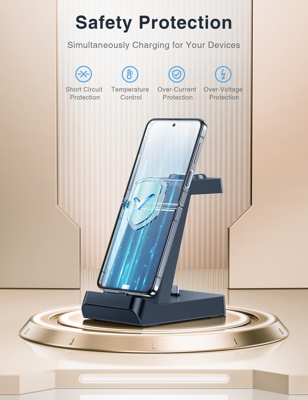 Charging Station for Samsung and Android Devices 3-in-1 Charging Stand for Galaxy S23 S22 S21 Z Flod Flid Wireless Charger for Galaxy Watch