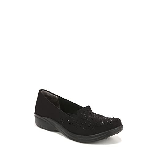 BZees Women's Poppyseed 3 Slip On Comfort Fashion Loafer Flat Black 10 M