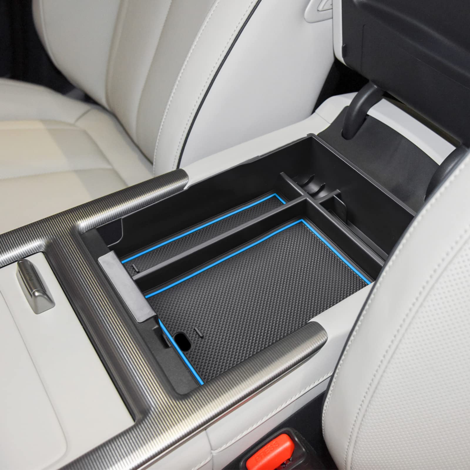 EDBETOS Center Console Organizer Compatible with Hyundai Palisade 2023 2024 Accessories Insert Tray Interior Secondary Armrest Storage Glove Box Divider ABS Material, (Not for 2020-2022), Blue Trim