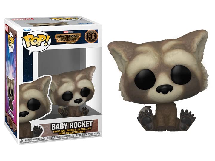 POP Marvel: Guardians of The Galaxy Volume 3 - Baby Rocket Raccoon Funko Vinyl Figure (Bundled with Compatible Box Protector Case), Multicolored, 3.75 inches