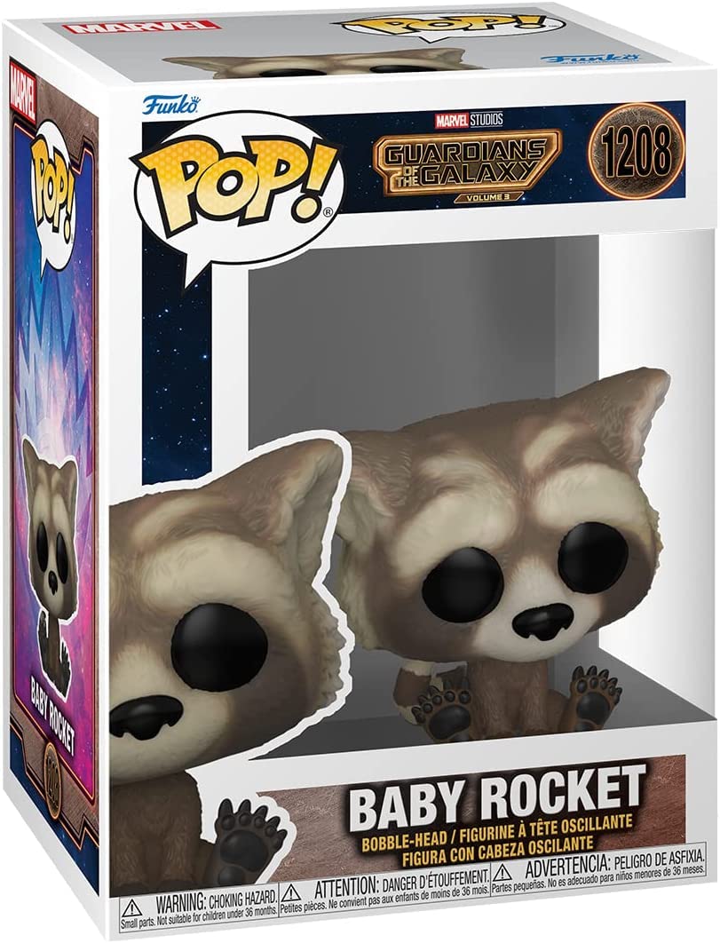 POP Marvel: Guardians of The Galaxy Volume 3 - Baby Rocket Raccoon Funko Vinyl Figure (Bundled with Compatible Box Protector Case), Multicolored, 3.75 inches