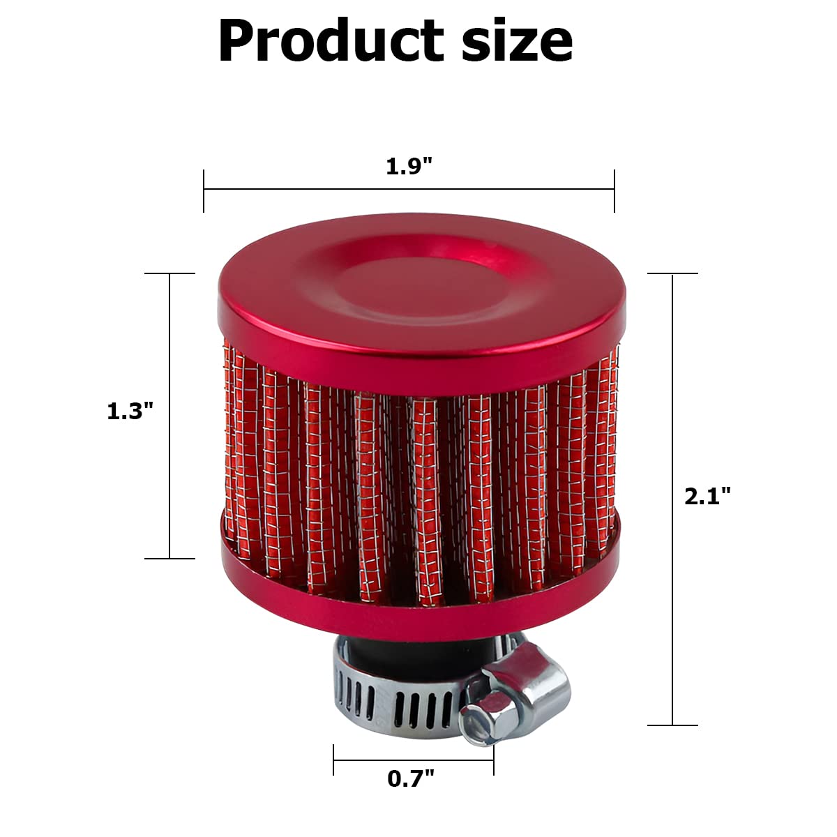 BESULEN Air Intake Filter Breather, 0.47 inch Universal Cold Air Filter, 12mm Car Turbo Vent Air Intake Filter Cleaner, Crankcase Breather Compatible with Car and Motorcycle Engine Parts (Red)