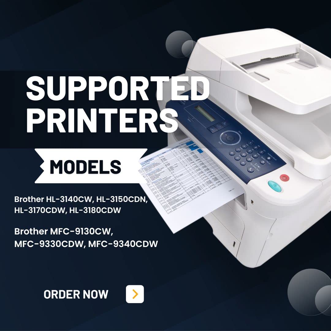 TN221 Black and TN225 Toner Set 4 Pack Compatible with HL-3140 HL-3140CW HL-3150CDN HL-3170 HL-3170CDW HL-3180CDW MFC-9330CDW MFC-9130CW Printer