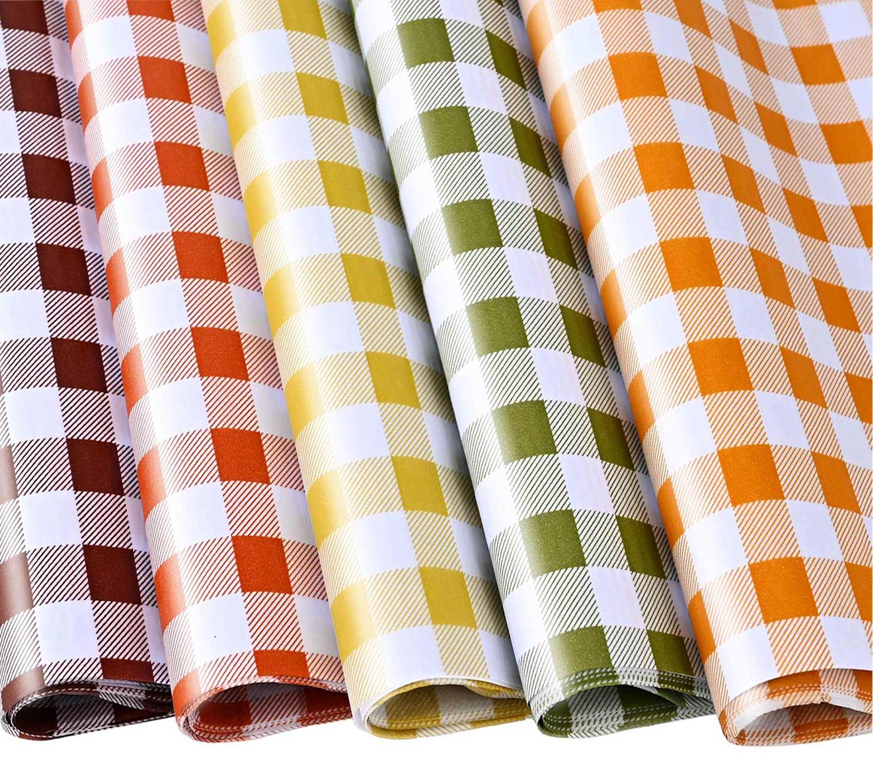 50 Sheets Large Size Autumn Plaid Tissue Bulk, 28 * 20'' Brown Green Yellow Red Orange Buffalo Plaid Gift Wrapping Tissue for Fall Harvest Thanksgiving Day Party DIY Craft