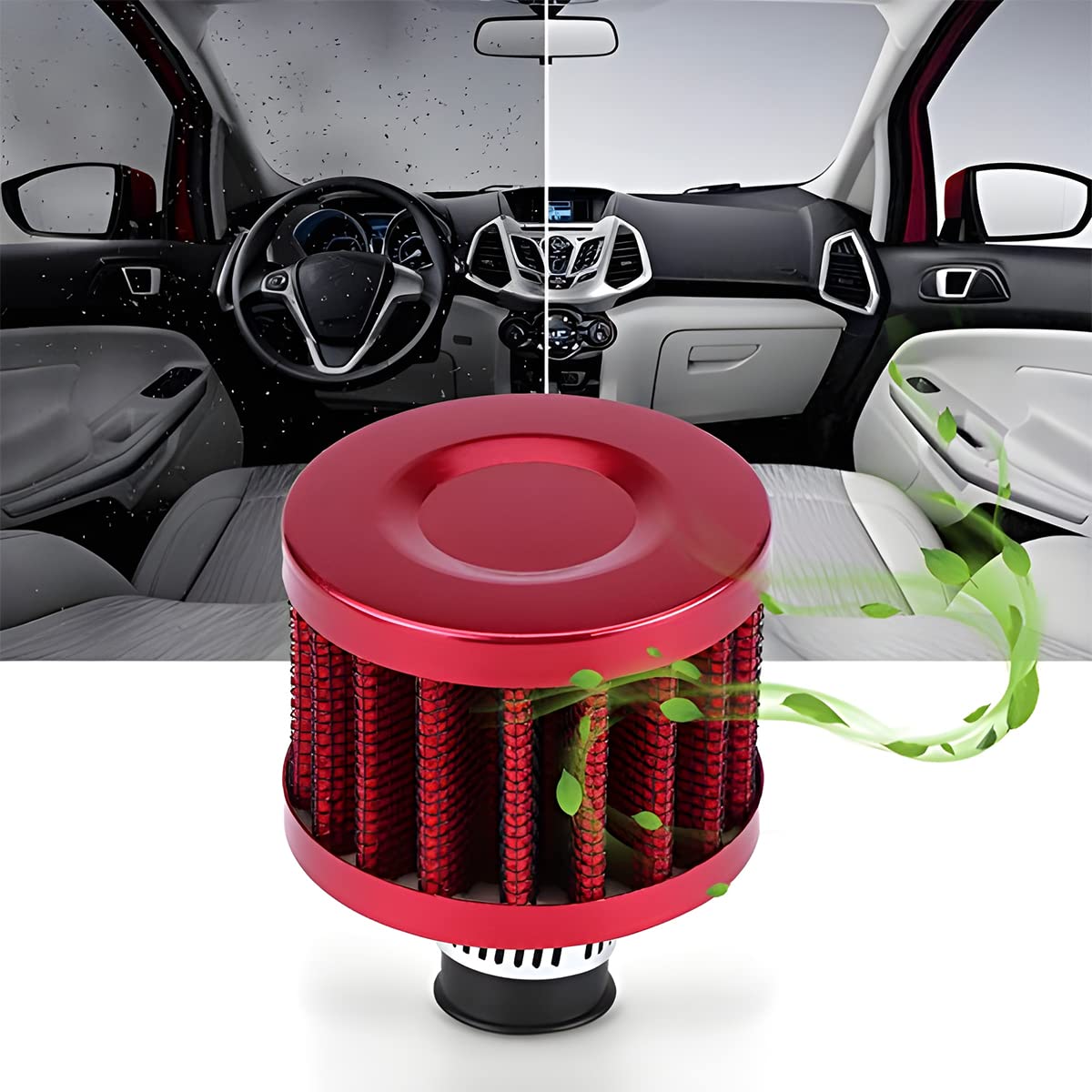 BESULEN Air Intake Filter Breather, 0.47 inch Universal Cold Air Filter, 12mm Car Turbo Vent Air Intake Filter Cleaner, Crankcase Breather Compatible with Car and Motorcycle Engine Parts (Red)