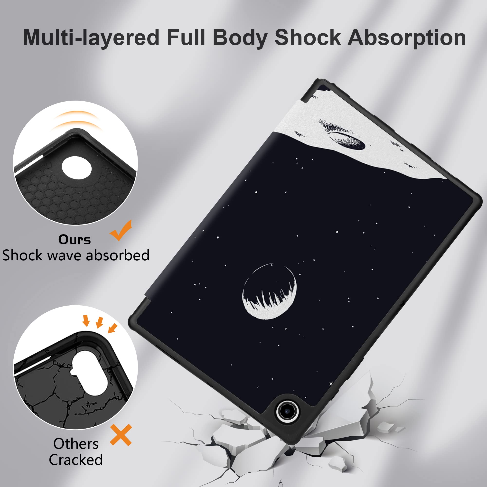 DONGKE Case for Samsung Galaxy Tab A8 10.5 Inch 2022 (SM-X200/X205/X207), Trifold Stand Cover with Auto Wake/Sleep + Soft TPU Protective Stand Back Cover for Galaxy Tab A8 10.5", Spaceman