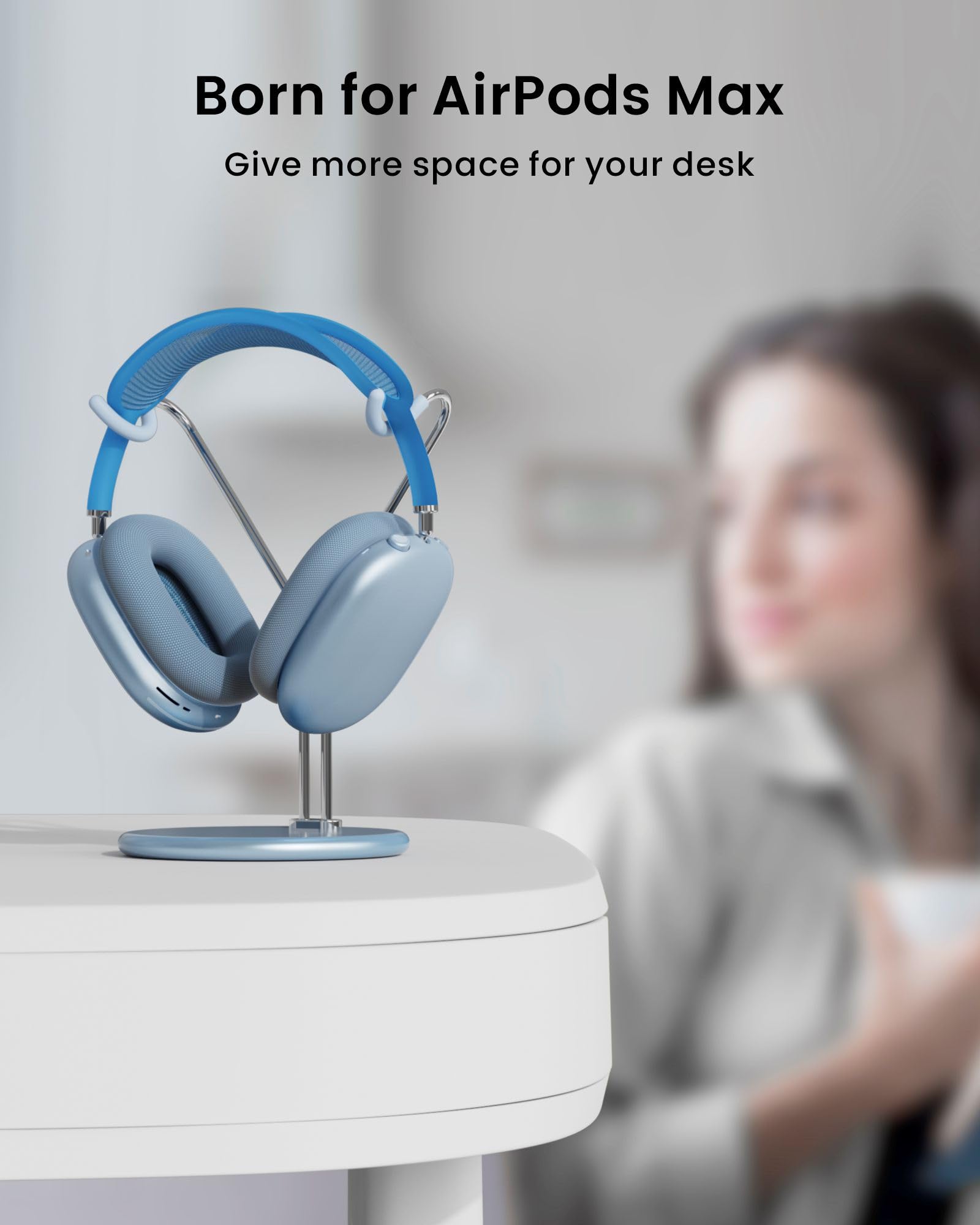 SODI Headphone Stand for AirPods Max - Desktop Headset Stand, Aluminum Anti-Slip Base Headphone Holder and Dock with Silicone Pad for Apple AirPods Max, Headphone Accessories for Desk, Blue