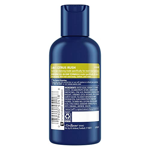 Suave Men 3-in-1 Shampoo Conditioner Body Wash Citrus Rush 3 oz