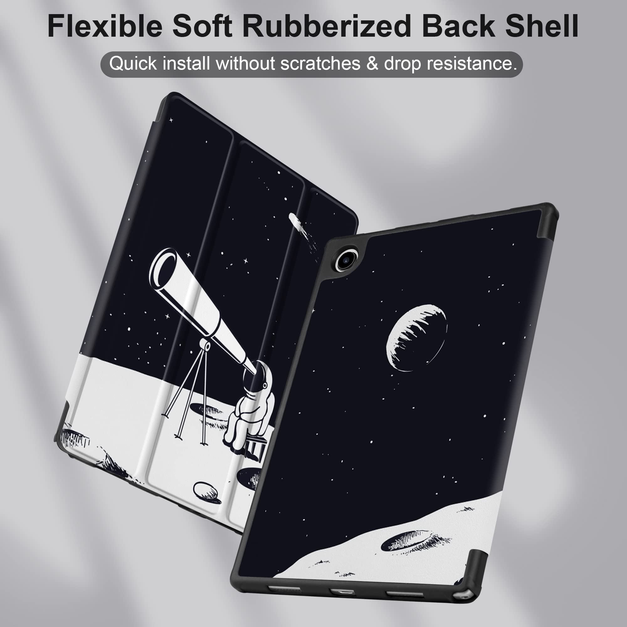 DONGKE Case for Samsung Galaxy Tab A8 10.5 Inch 2022 (SM-X200/X205/X207), Trifold Stand Cover with Auto Wake/Sleep + Soft TPU Protective Stand Back Cover for Galaxy Tab A8 10.5", Spaceman