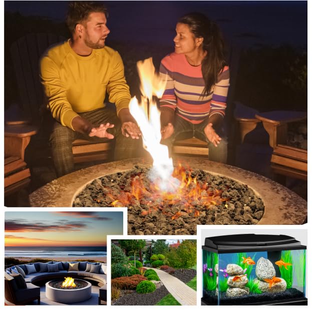 soFlare Lava Rocks for Fire Pit – 10 Lbs Bag Decorative Volcanic Rock for Garden, Aquarium, Fireplace – Natural Black Rocks Made in USA – Rustic Natural Looking Fire Pit Rocks for Indoor and Outdoor