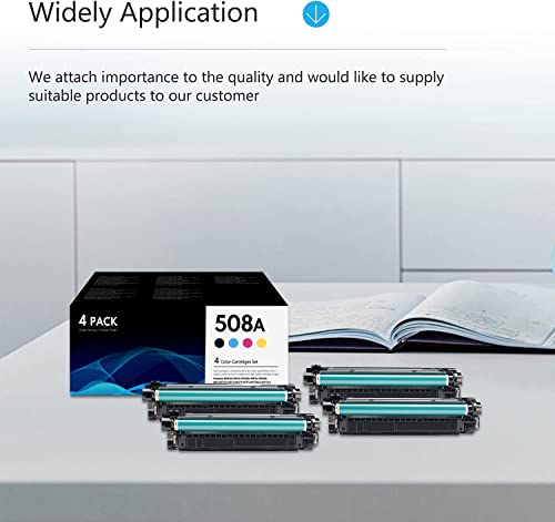 508A Toner Cartridge (4 Pack, 1BK/1C/1M/1Y) - UOTY Compatible 508A CF360A CF361A CF362A CF363A Toner Replacement for HP Enterprise MFP M577dn M577f M577c M577dnm M577cm Printer Toner (High Yield)