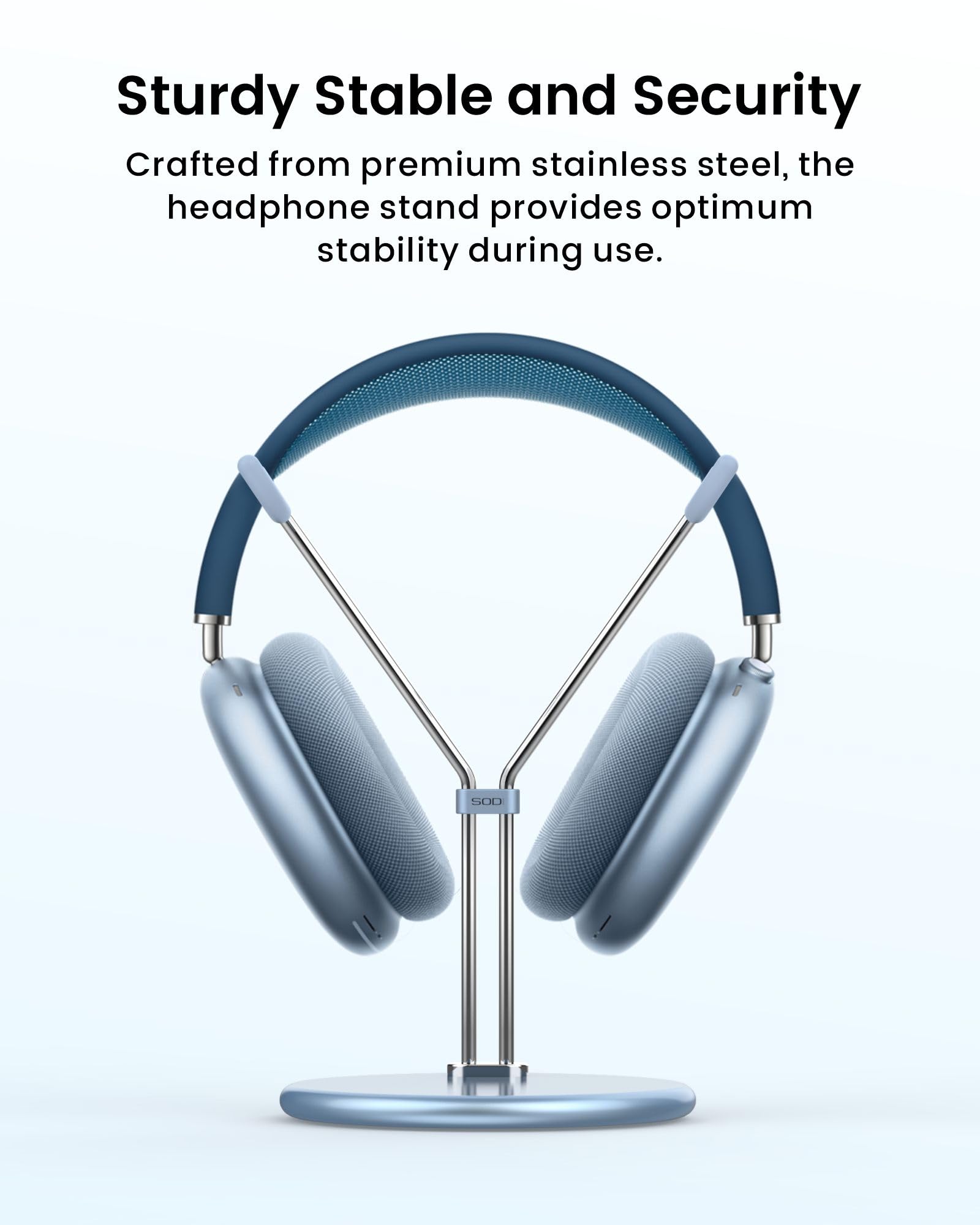 SODI Headphone Stand for AirPods Max - Desktop Headset Stand, Aluminum Anti-Slip Base Headphone Holder and Dock with Silicone Pad for Apple AirPods Max, Headphone Accessories for Desk, Blue