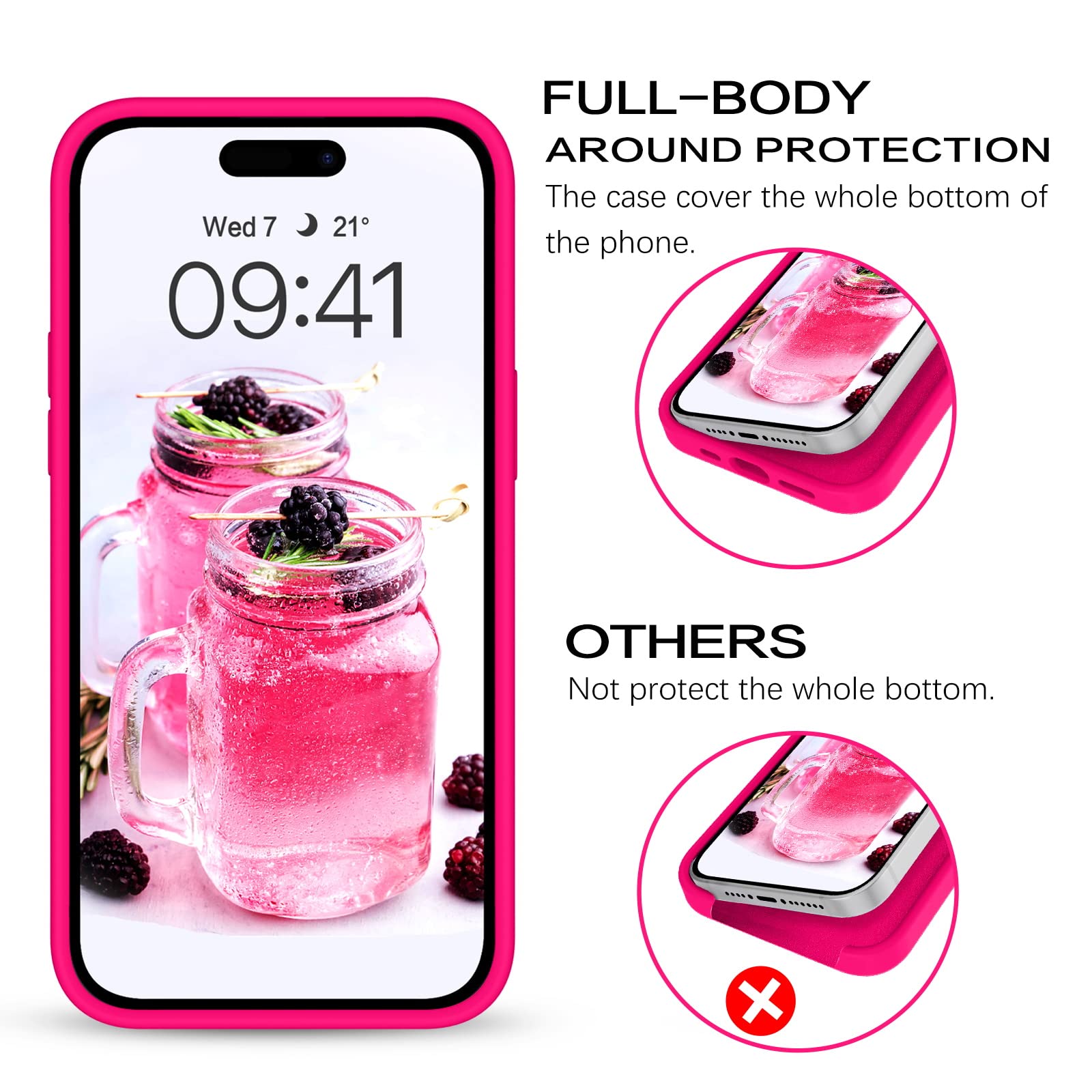 BENTOBEN Compatible with Magsafe for iPhone 14 Pro Max Silicone Case, Liquid Silicone Gel Rubber Bumper Microfiber Shockproof Magnetic Protective Phone Cover for iPhone 14 Pro Max 6.7", Hot Pink