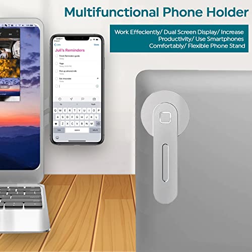 iPhone MacBook Holder, Foldable Cell Phone Holder for Laptop, Adjustable Phone for Laptop, Slim & Portable Lightweight Laptop Extension Phone Holder, Edge Mount for MacBook