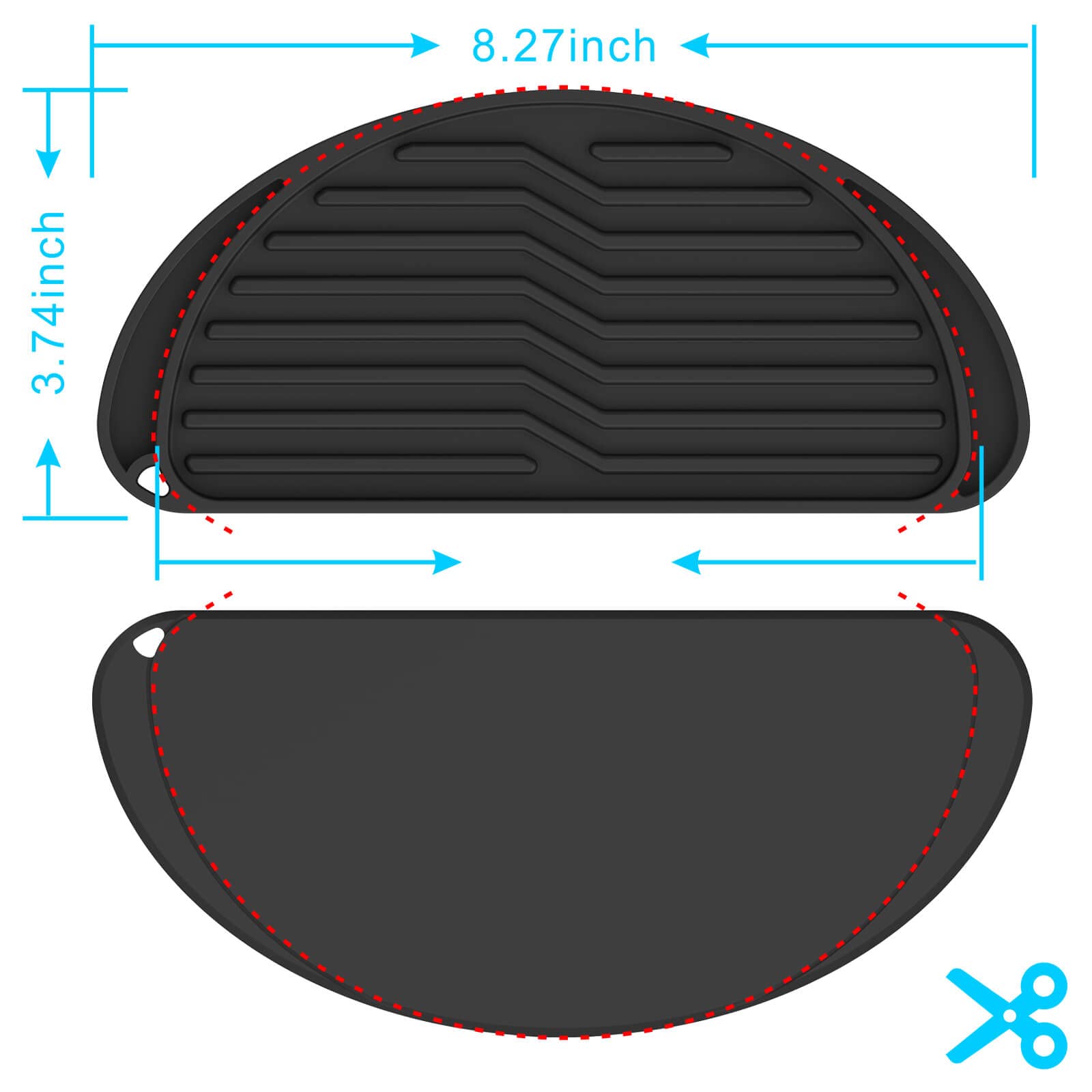 Refrigerator Drip Catcher Tray .JIUBAR Non-slip Cuttable fridge water Dispenser Drip Tray,Silicone refrigerator Water Drip Catcher for GE, Samung Fridge Drip Tray (SemiCircular-Black)