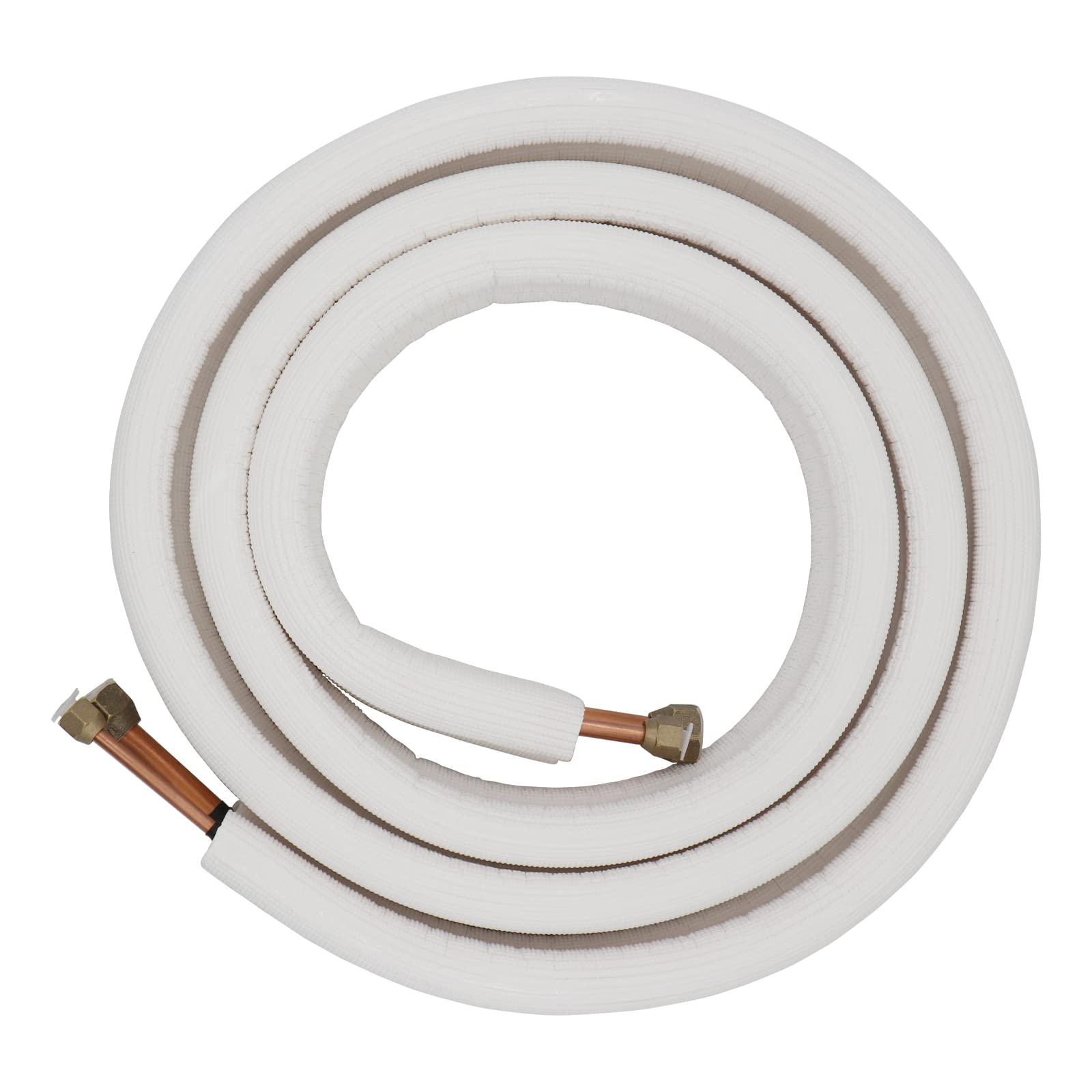 Mini Split Line Set, Air Conditioning Copper Tubing Pipe Extension-16FT, 1/4" 3/8" OD. for Mini Split Air Conditioner Insulated Coil Alloy Copper Pipe with Fittings (1/4,3/8)