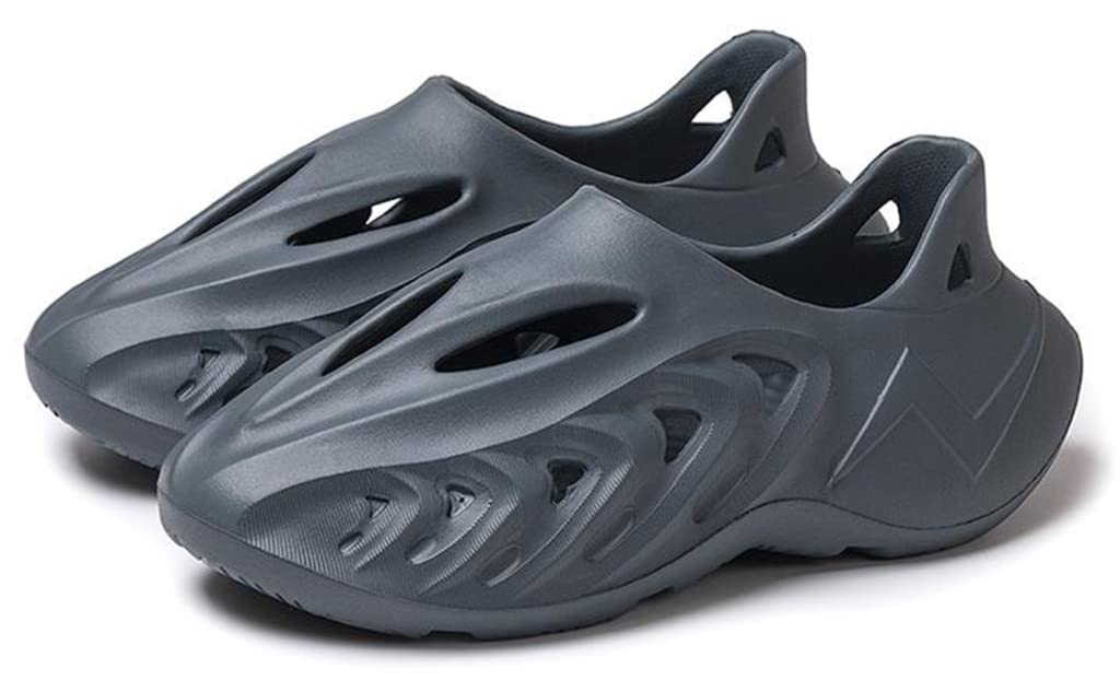Foam Runner Hollow Walking Sneakers for Women Men Casual Cloud Slides Soft Non-Slip Water Shoes Outdoor Beach Pillow Sandals(Grey-11-11.5 Women/9.5-10 Men)
