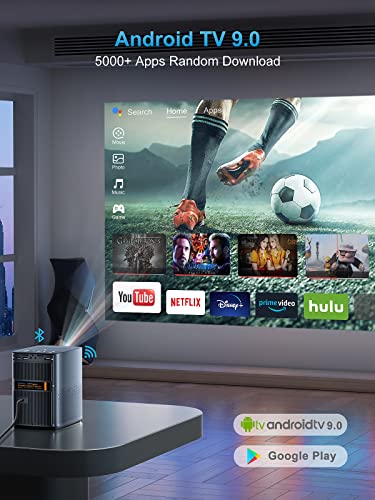 Projector, Leapwell Android Auto Focus Native 1080P Movie Projector with WiFi and Bluetooth 600 ANSI Lumens, Smart Portable Video Projectors with 5000+ Apps 4K Support, for Home Theather and Outdoor