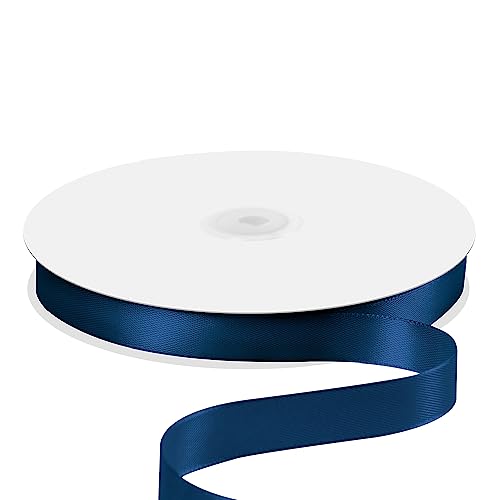 Quhora 5/8" x 100 Yards Satin Ribbon - Deep Blue Silk Ribbon with Spool - Ideal for Gift Wrapping, Floral Bouquets, Crafts, Wedding Party Decorations, Christmas and Sewing Projects