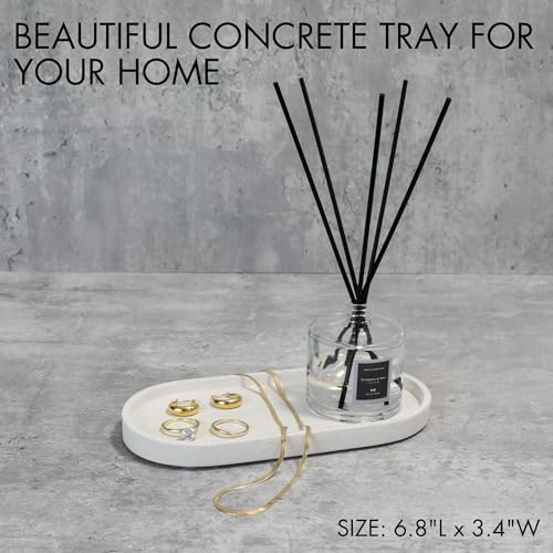 Decorative Bathroom and Vanity Tray - A Modern Concrete Tray to Beautifully Display Lotion & Soap Dispensers On Your Bathroom Counter - This Perfect Small Organizer Keeps Your Kitchen Area Neat