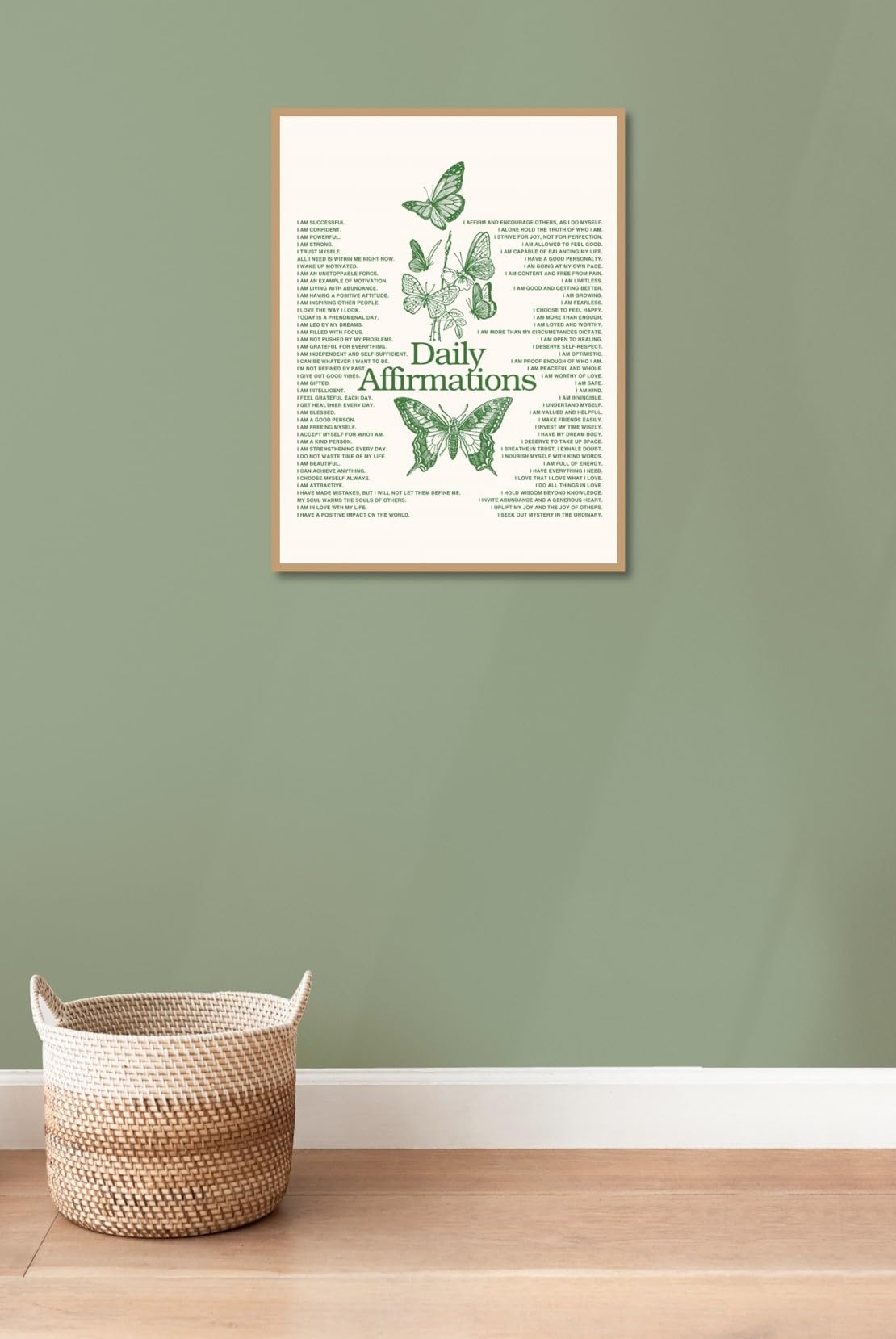 MINI ZOZI 12X16 Sage Green Y2K Butterfly Wall Art Canvas - Retro Indie Bedroom Decor