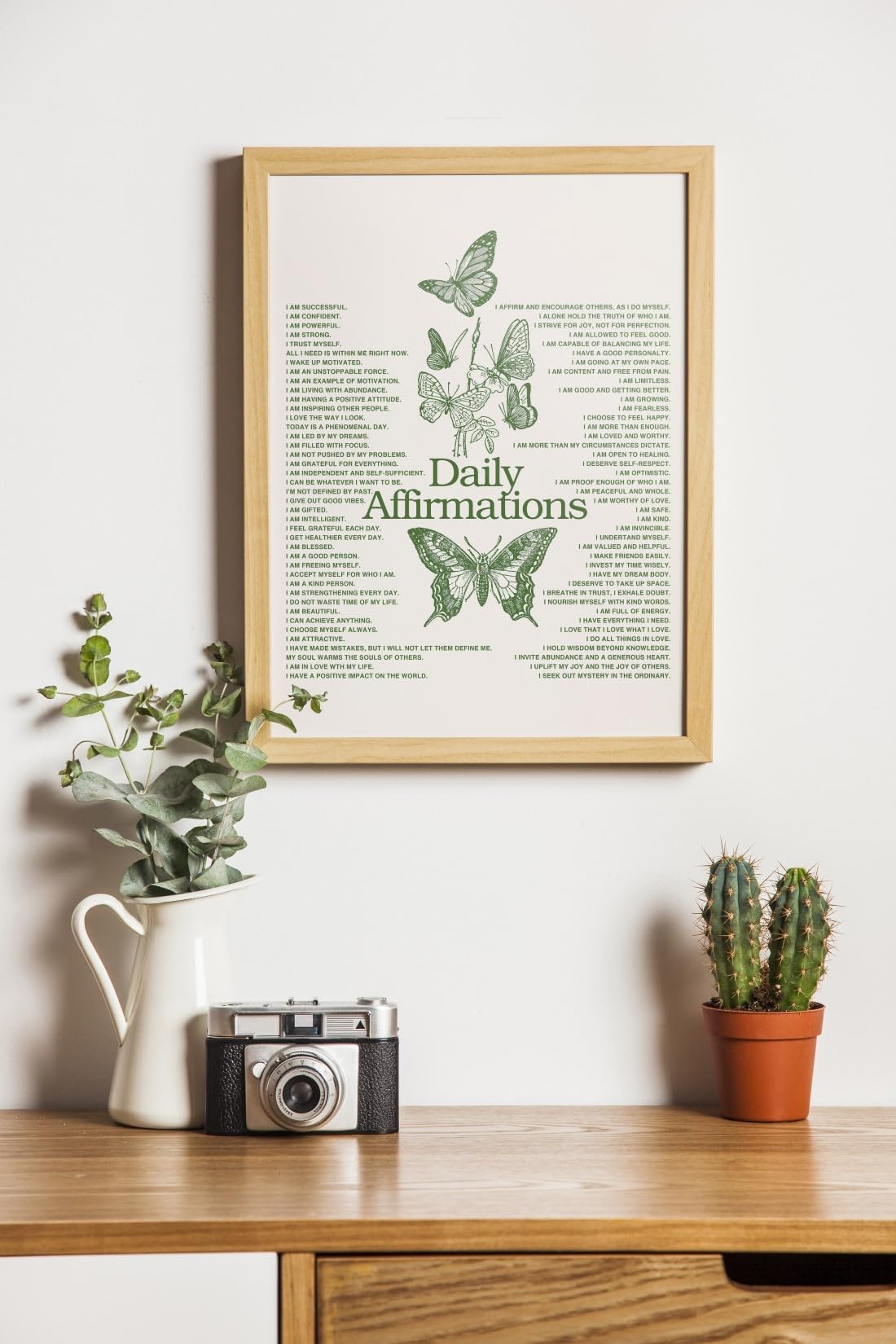 MINI ZOZI 12X16 Sage Green Y2K Butterfly Wall Art Canvas - Retro Indie Bedroom Decor