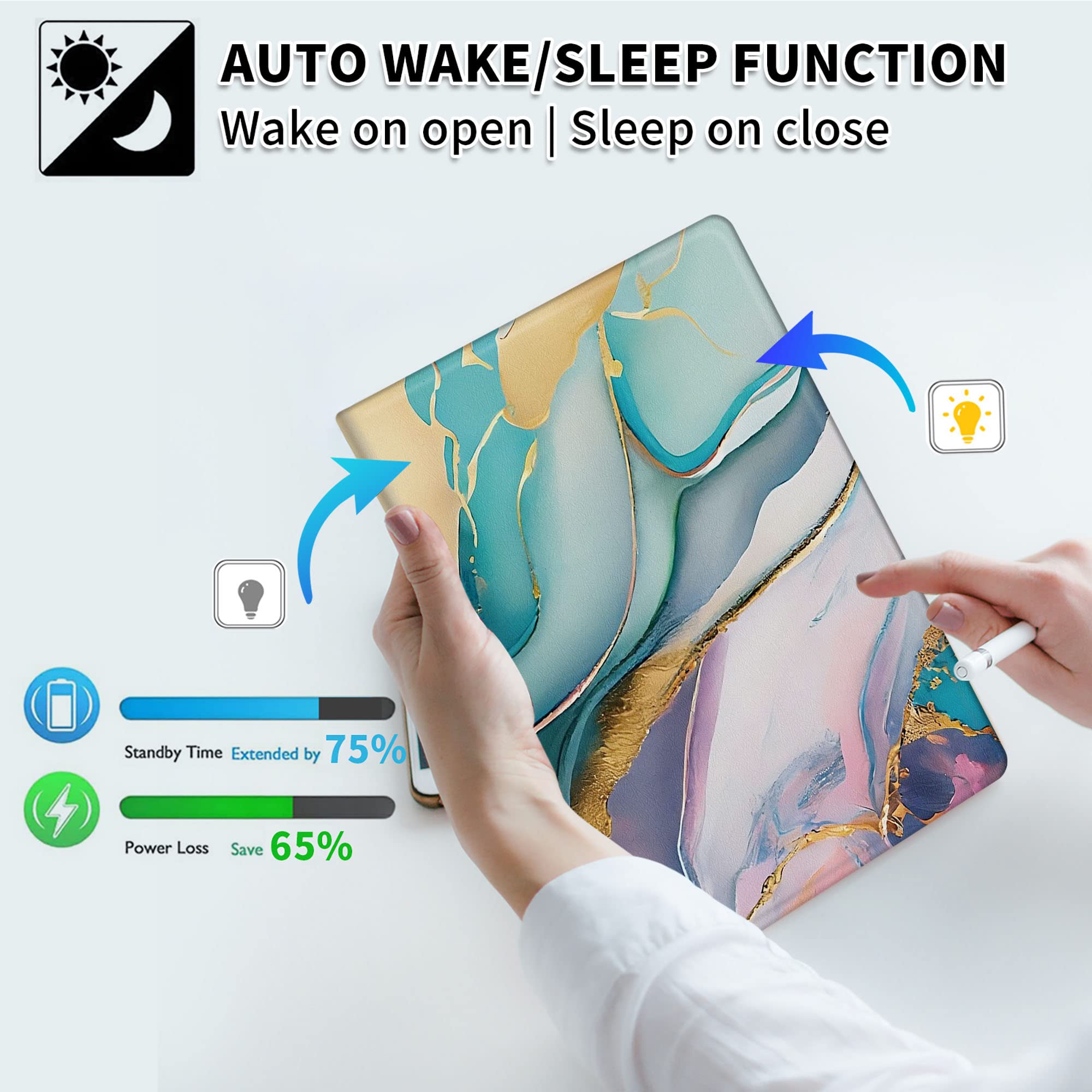 Galaxy Tab A8 10.5 Case 2022/2023 with 360 Degree Rotating Swivel Kickstand Marble Design, RYUITHDJP for Samsung Tab A8 Tablet Case 10.5 Auto Wake Sleep Cover