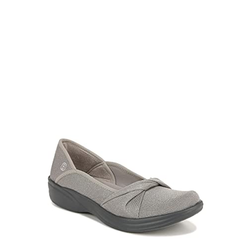 BZees Womens Paris Slip On Washable Comfort Loafer Silver 8.5 M