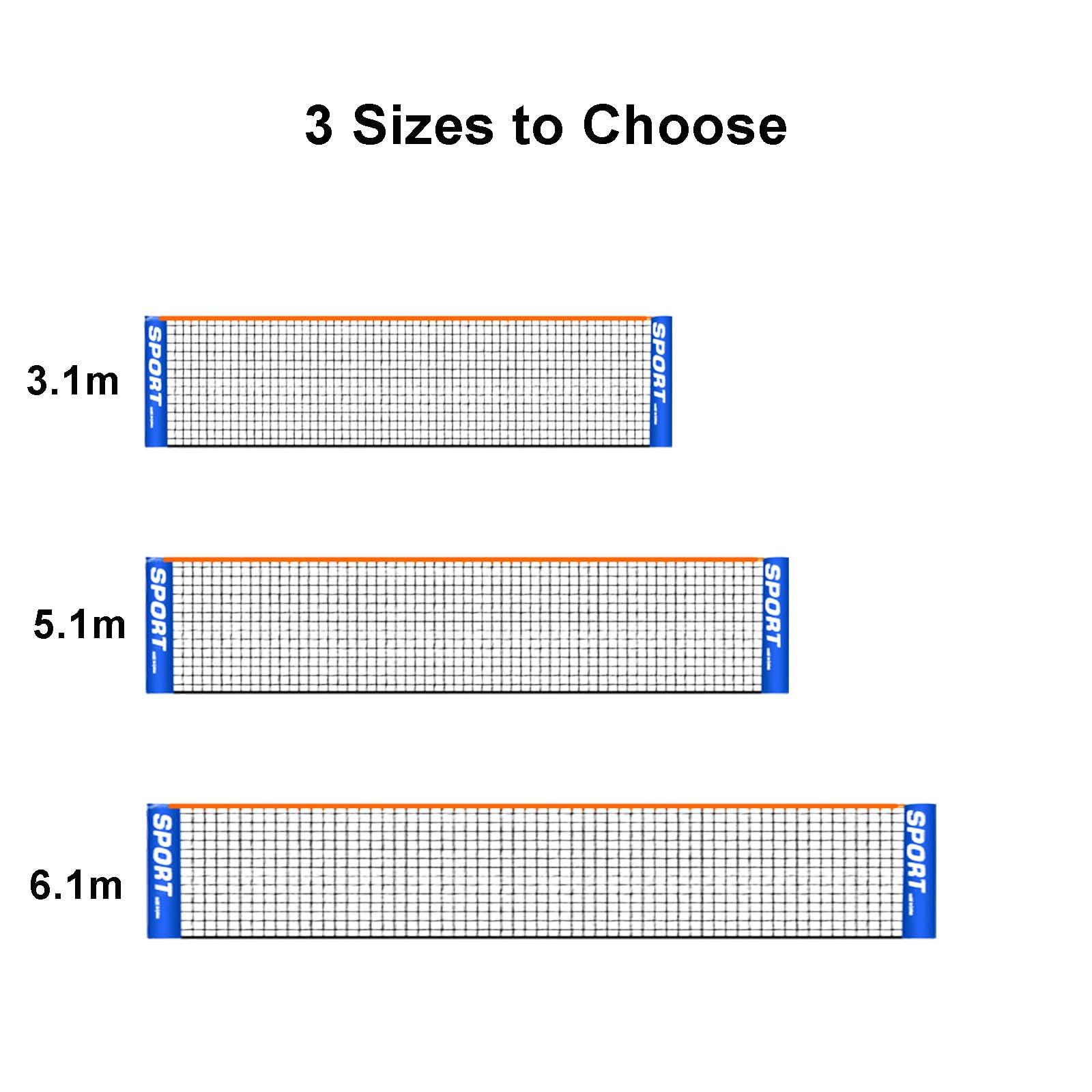 Ragyzity Badminton Pickleball Net, Polyester Badminton Net Replacement, Kids Adult Volleyball Training Net for Tennis, Volleyball, Only Tennis Net,No Include Pole (3.1m)