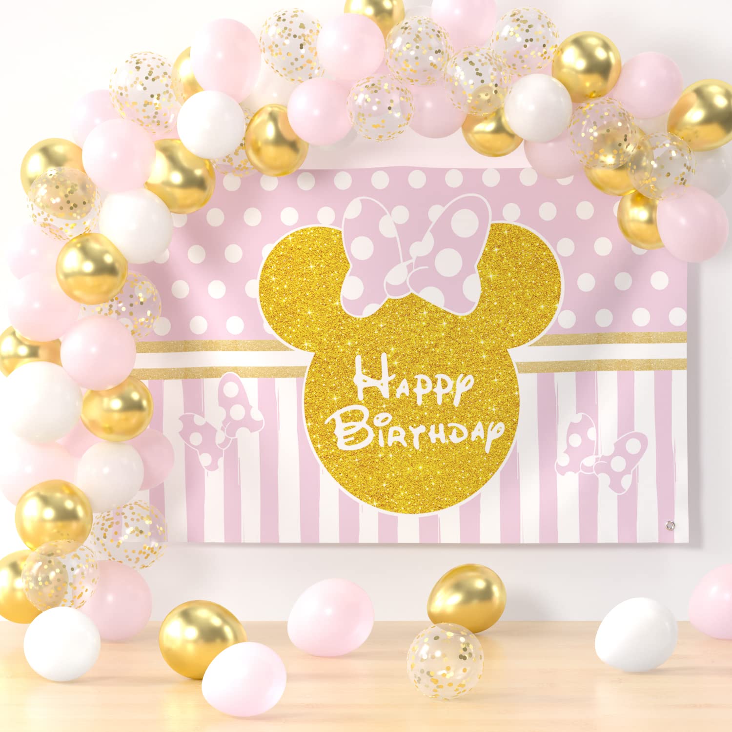 HIPVVILD Minnie Birthday Party Supplies, Minnie Theme Mouse Decorations Tableware, Plate, Napkin, Cup, Backdrop, Balloon Arch, Tablecloth, Cutlery, Minnie 1st 2nd 3rd Birthday Decorations | Serve 24